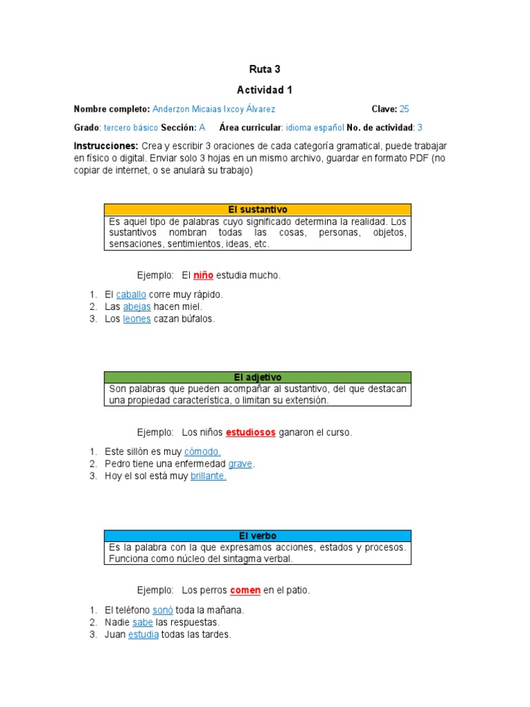 Hojas De Trabajo De Gramática Y Respuestas Formato Para Trabajar La
