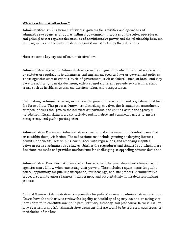 What Is Administrative Law | PDF | Administrative Law | Rulemaking