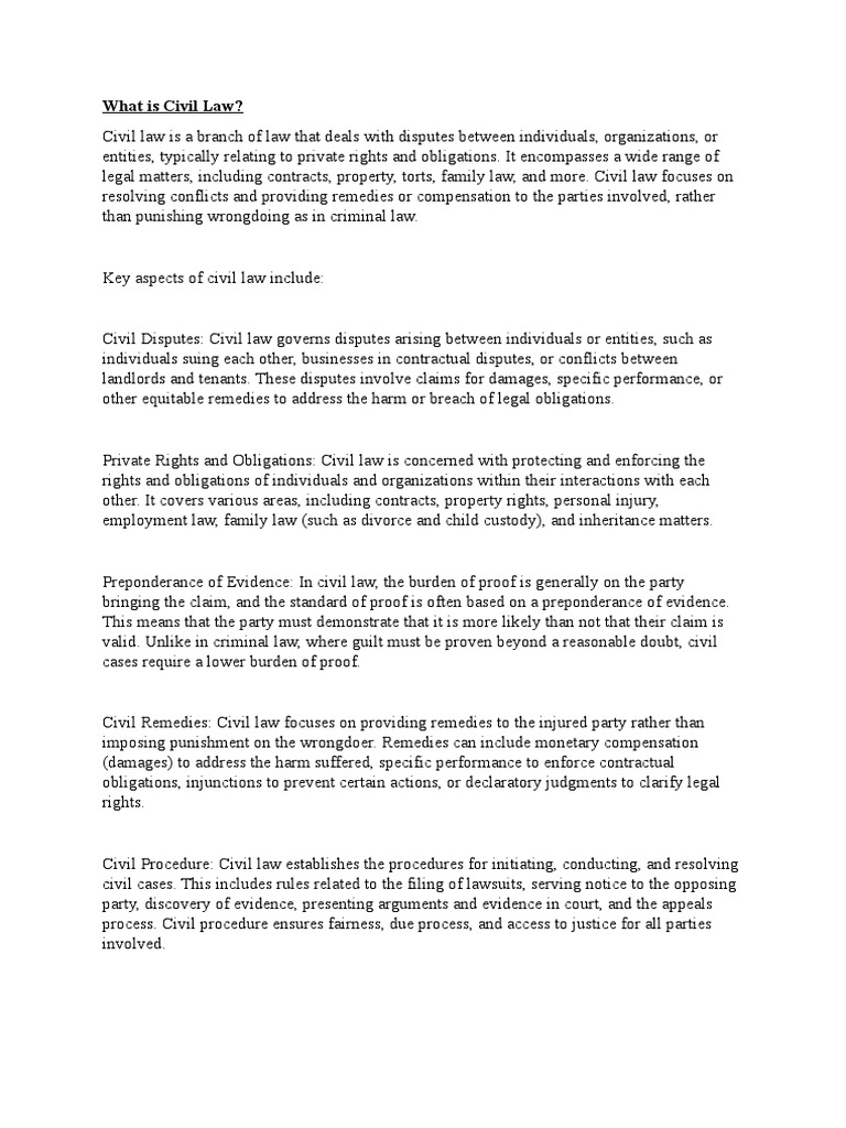 What Is Civil Law | PDF | Lawsuit | Legal Remedy