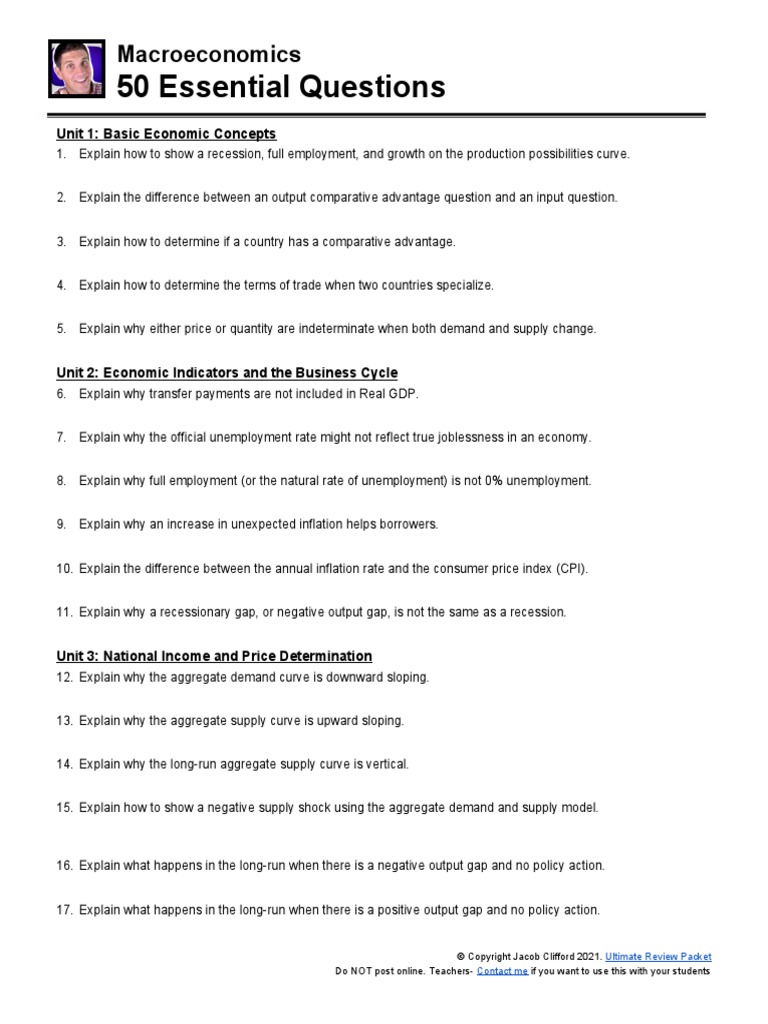 Macro Essential Questions | PDF | Macroeconomics | Inflation