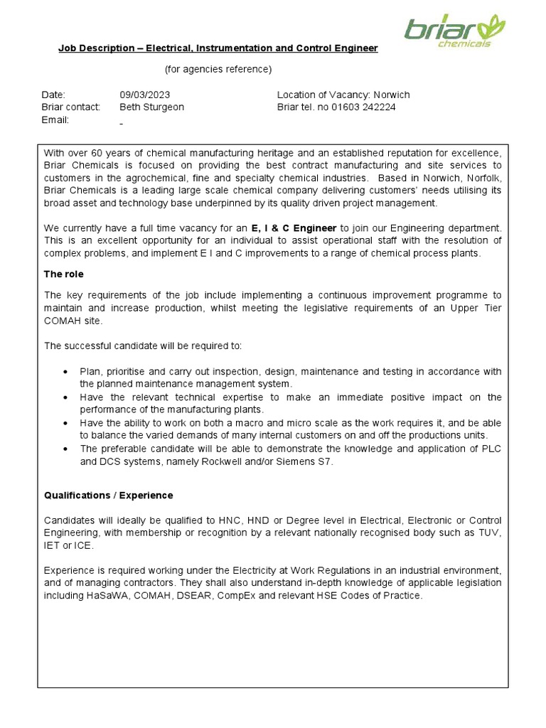 EIC Engineer - Agency March 2023 | PDF | Business