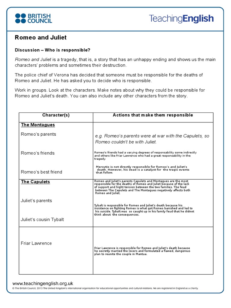 Romeo & Juliet Student Worksheet (1) (2) - 230505 - 135104 | Download ...