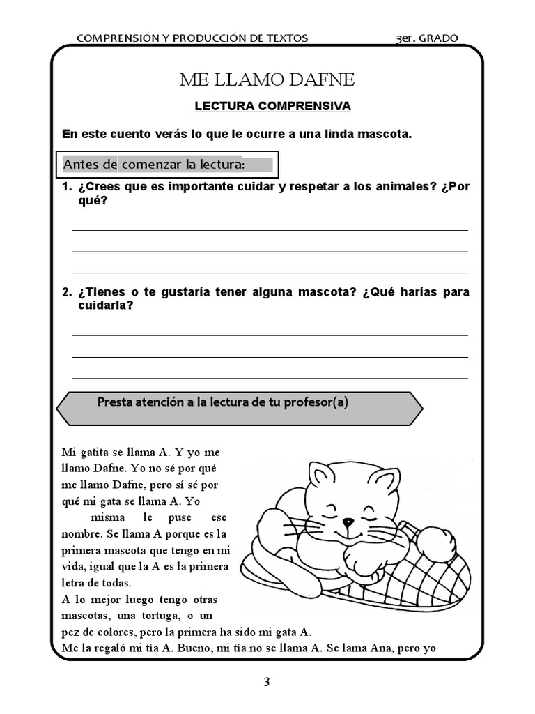 Cuaderno de Lectura Comprensiva Tercer Grado Me | PDF