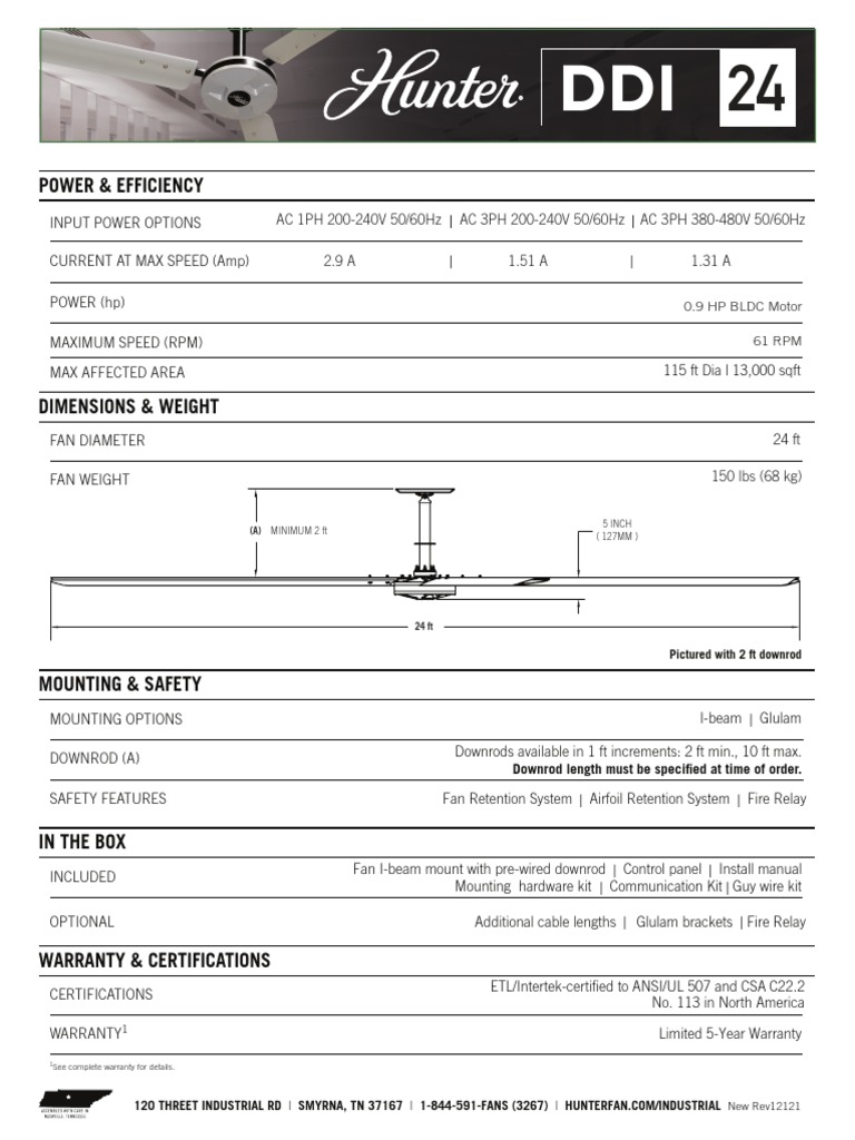 Hunter DDI 24 HVLS Submittal 012221 | PDF | Electrical Engineering | Vehicles