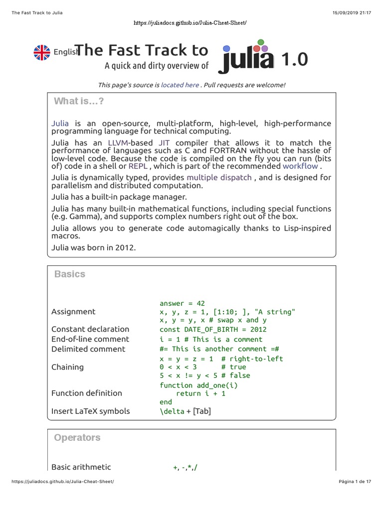 The Fast Track To Julia | Download Free PDF | Matrix (Mathematics) | Computing