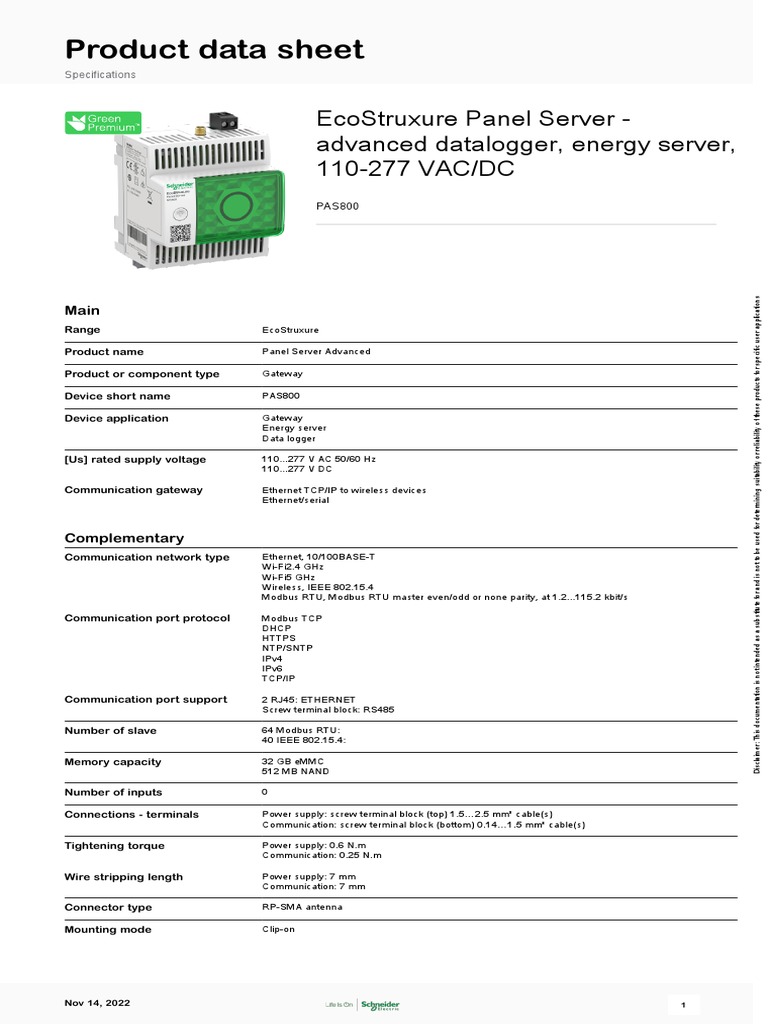 EcoStruxure Panel Server - PAS800 | PDF | Computer Network | World Wide Web