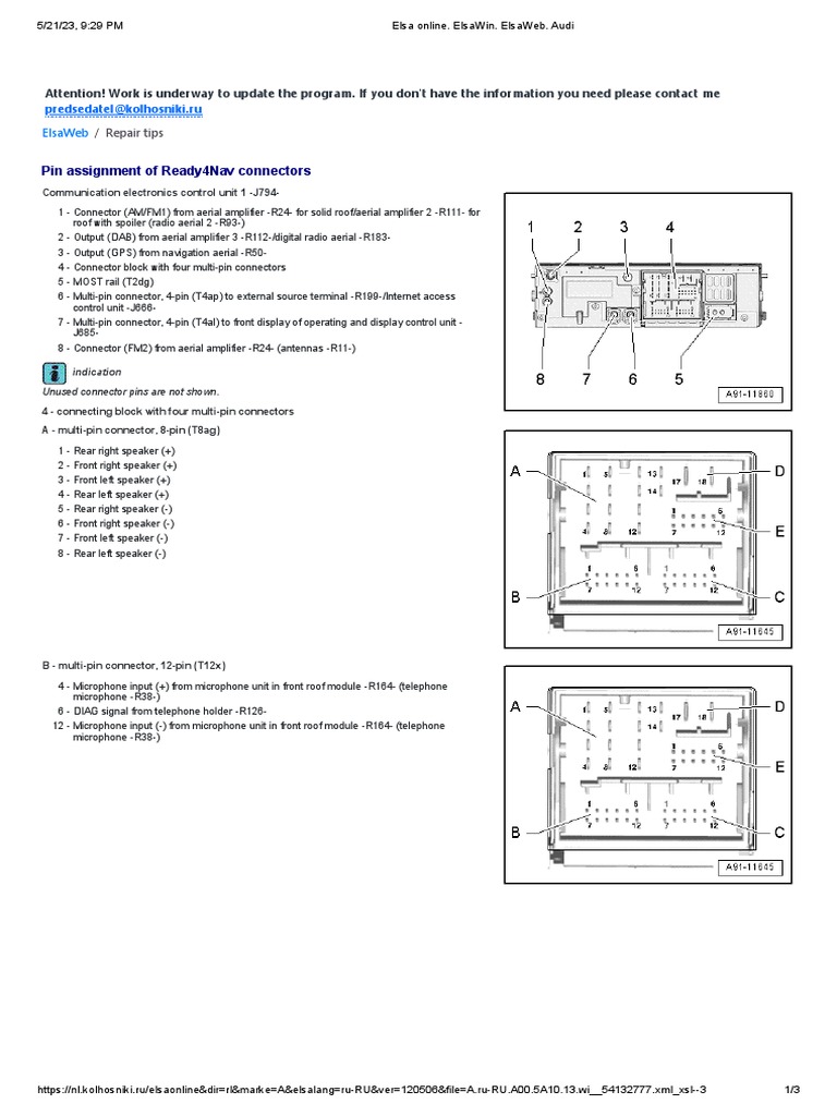 Audi RMC Pinouts | PDF | Microphone | Usb