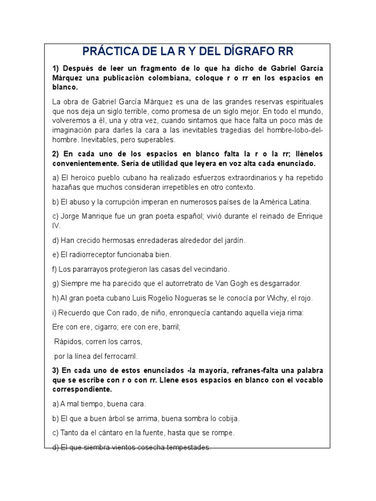 Práctica de La R y Del Dígrafo RR | PDF