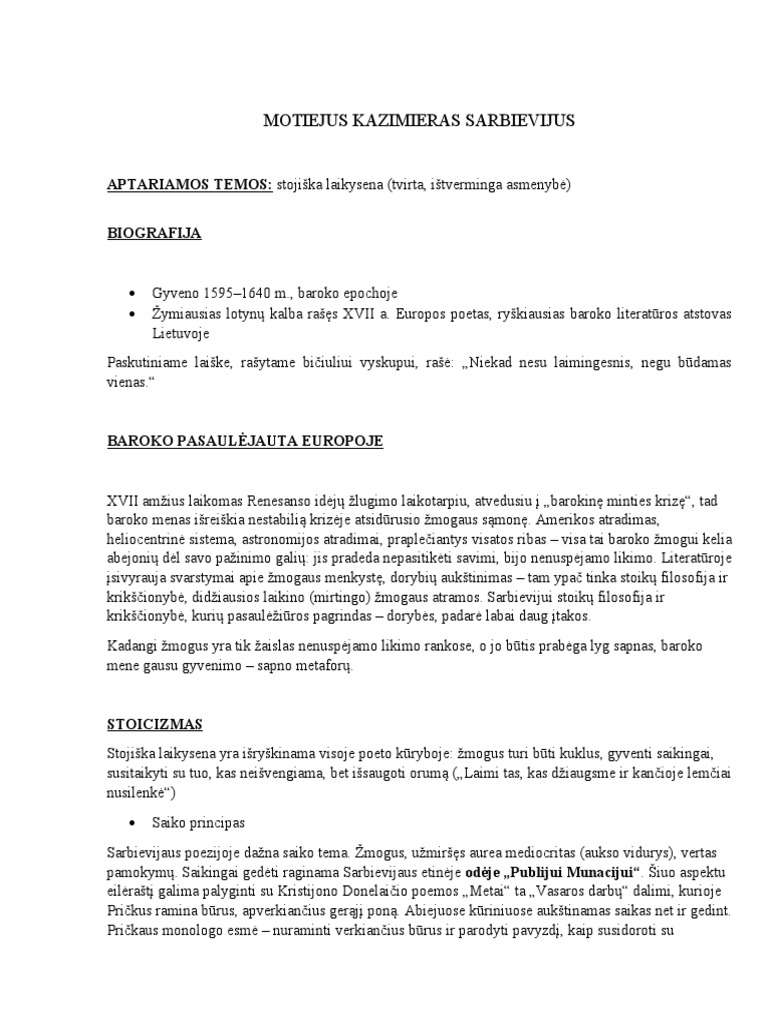 Motiejus Kazimieras Sarbievijus | PDF