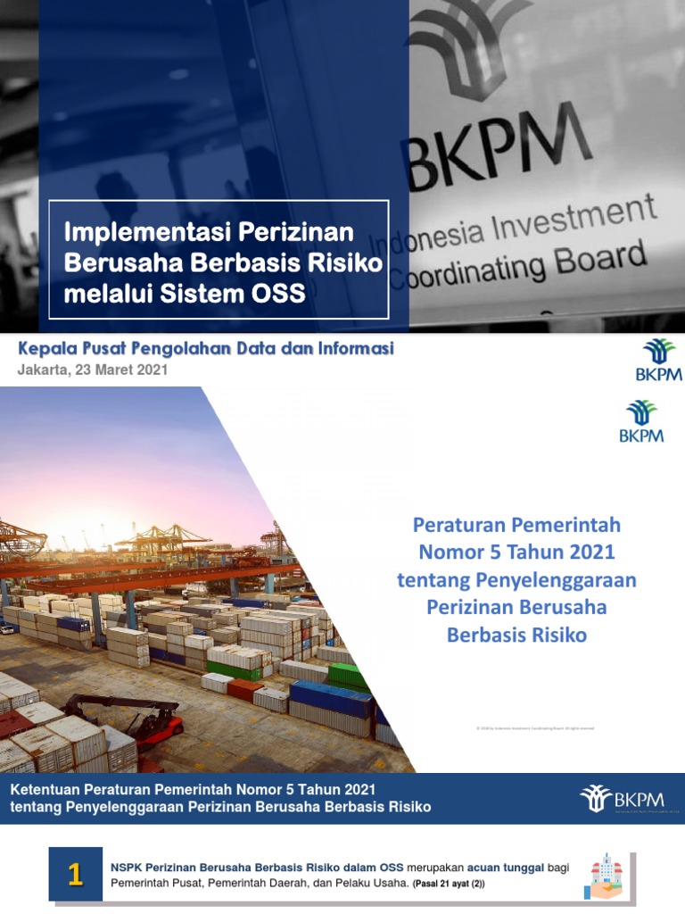 Implementasi Perizinan Berusaha Melalui Sistem OSS Materi BKPM | PDF