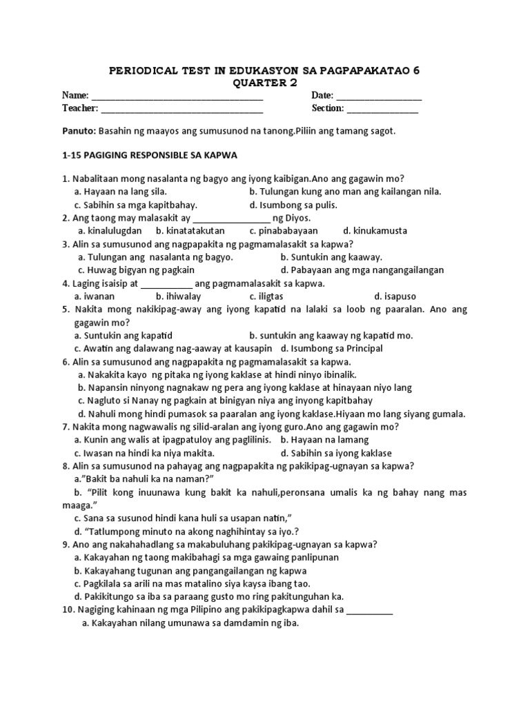 Quarter 2 PT EsP MELCs Based | PDF