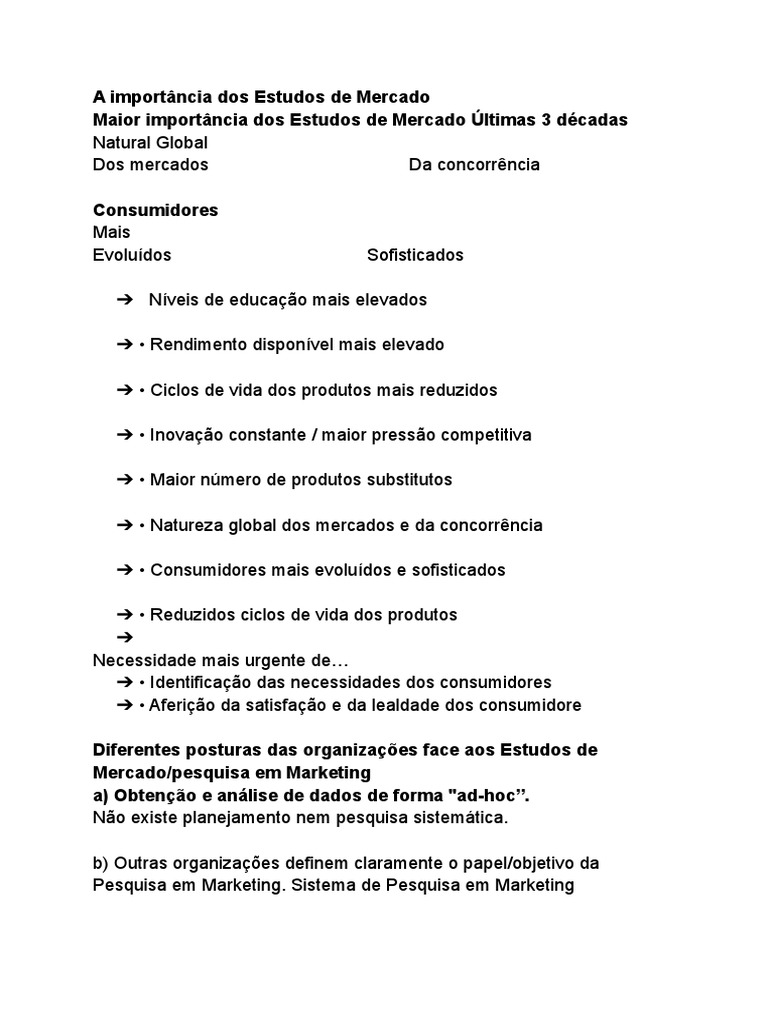 A Importã Ncia Dos Estudos de Mercado | PDF | Marketing | Mercado (economia)