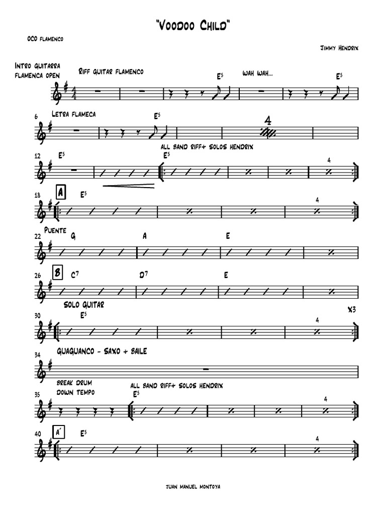 Voodoo Child - Partitura Completa | PDF | Jimi Hendrix