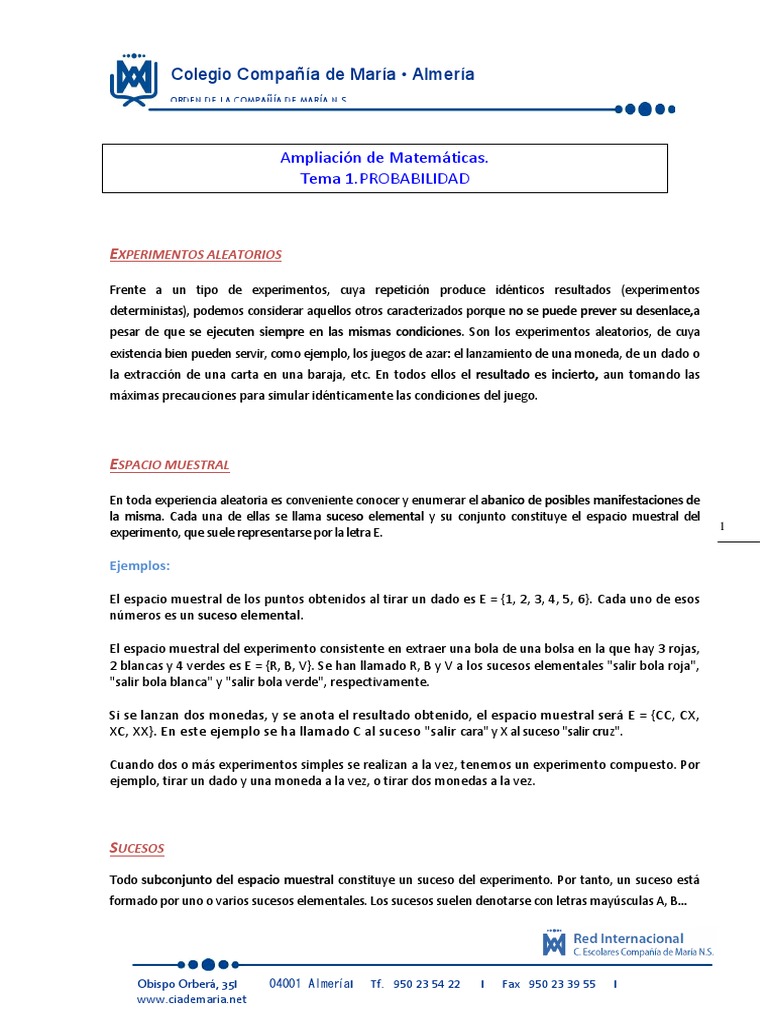 Tema 01 Probabilidad 20-21 | PDF | Probabilidad | Teoría de probabilidad