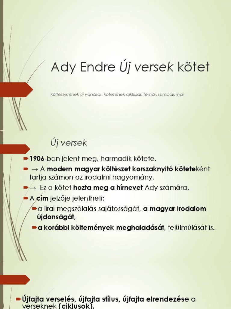Ady Endre Új Versek Kötet | PDF