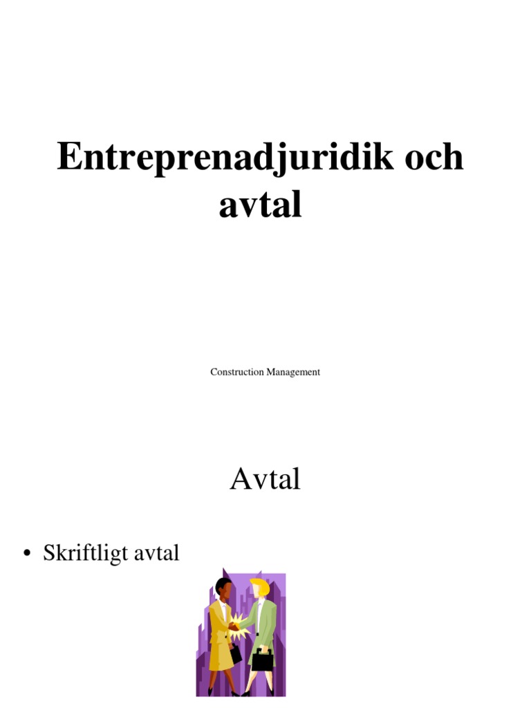 Entreprenadjuridik Och Avtal. Construction Management | PDF