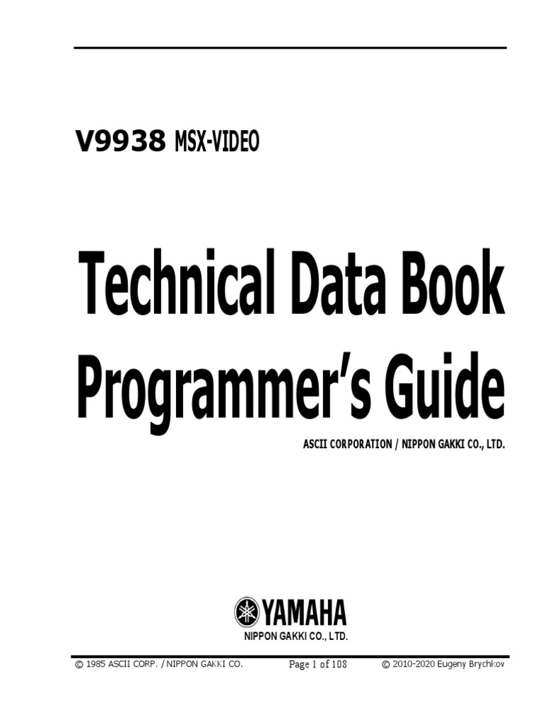 V9938 Programmers Guide Pdf Rgb Color Model Graphics Processing Unit