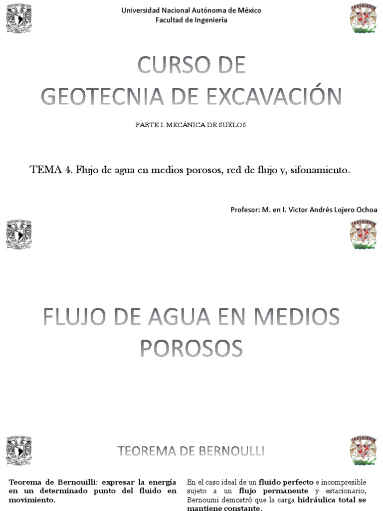 TEMA 4. Flujo de Agua en Medios Porosos, Red de Flujo y Sifonamiento ...