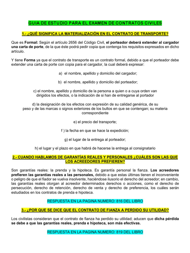 Guía de Estudio: Contratos Civiles | PDF | Derecho empresarial ...
