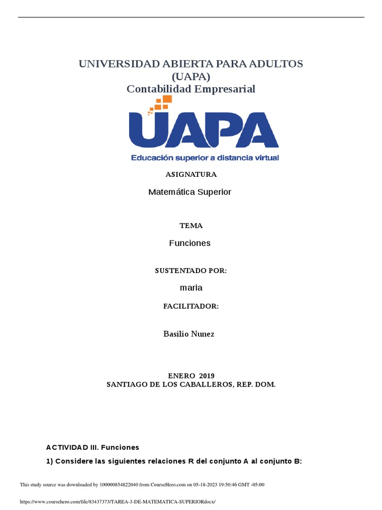 Tarea 3 de Matematica Superior | PDF