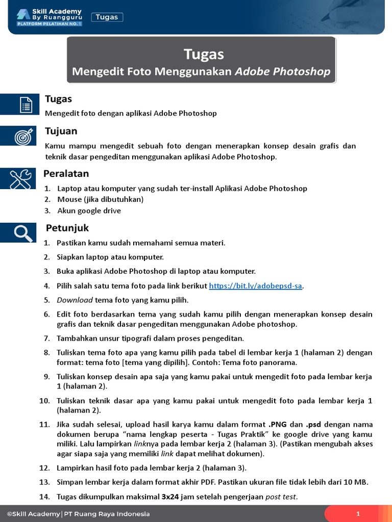 Tugas: Mengedit Foto Menggunakan Adobe Photoshop | PDF
