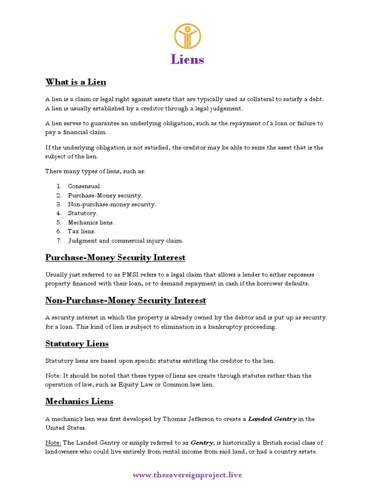 Understanding Liens: Types and Processes | PDF | Security Interest | Loans