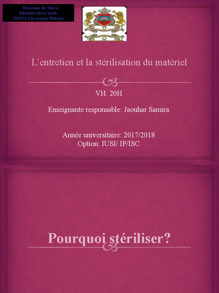 Cours Stérilisation | PDF | Stérilisation (microbiologie) | Rayonnement ...