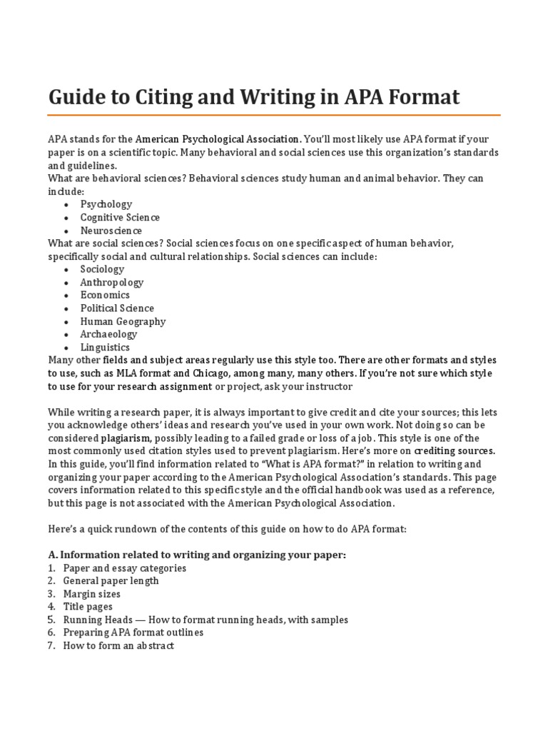 Guide To Citing and Writing in APA Format | PDF | Methodology | Citation