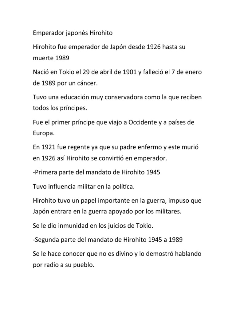 Emperador Japonés Hirohito | PDF