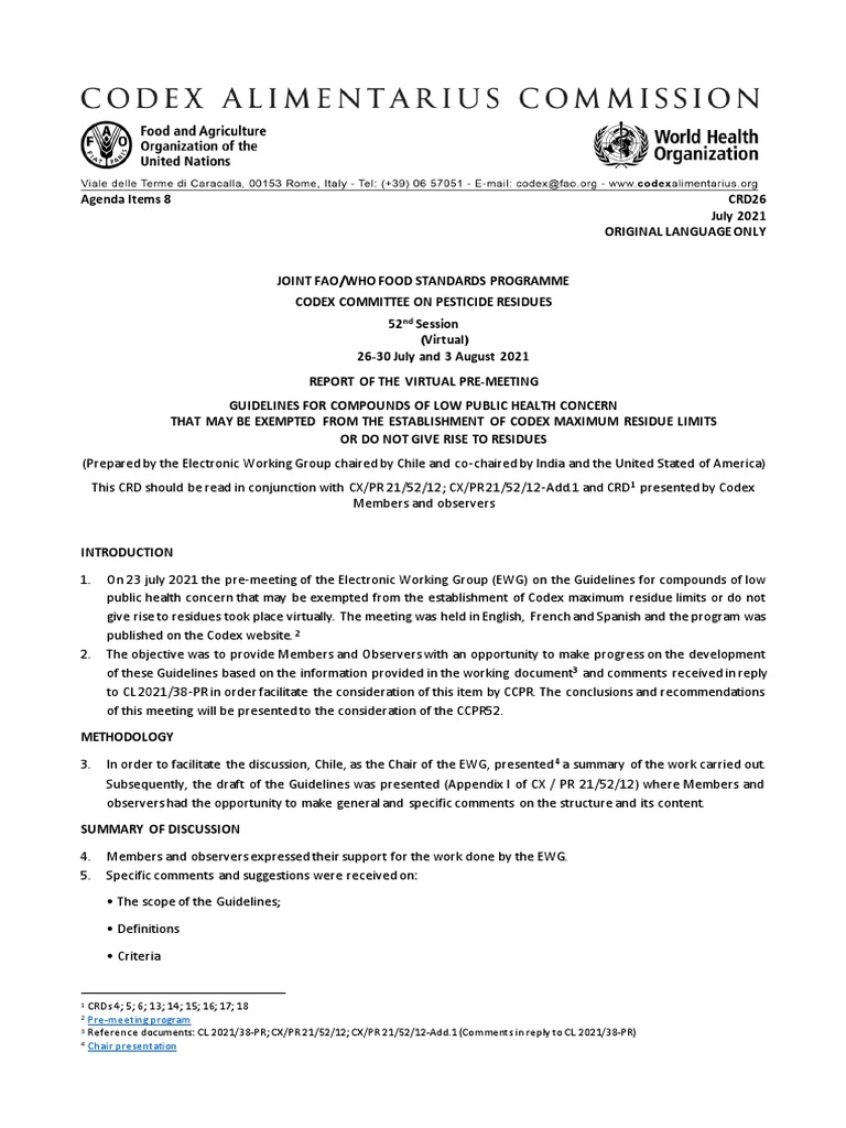 Codex Guidelines on Pesticide Exemptions | PDF | Pesticide | Toxin