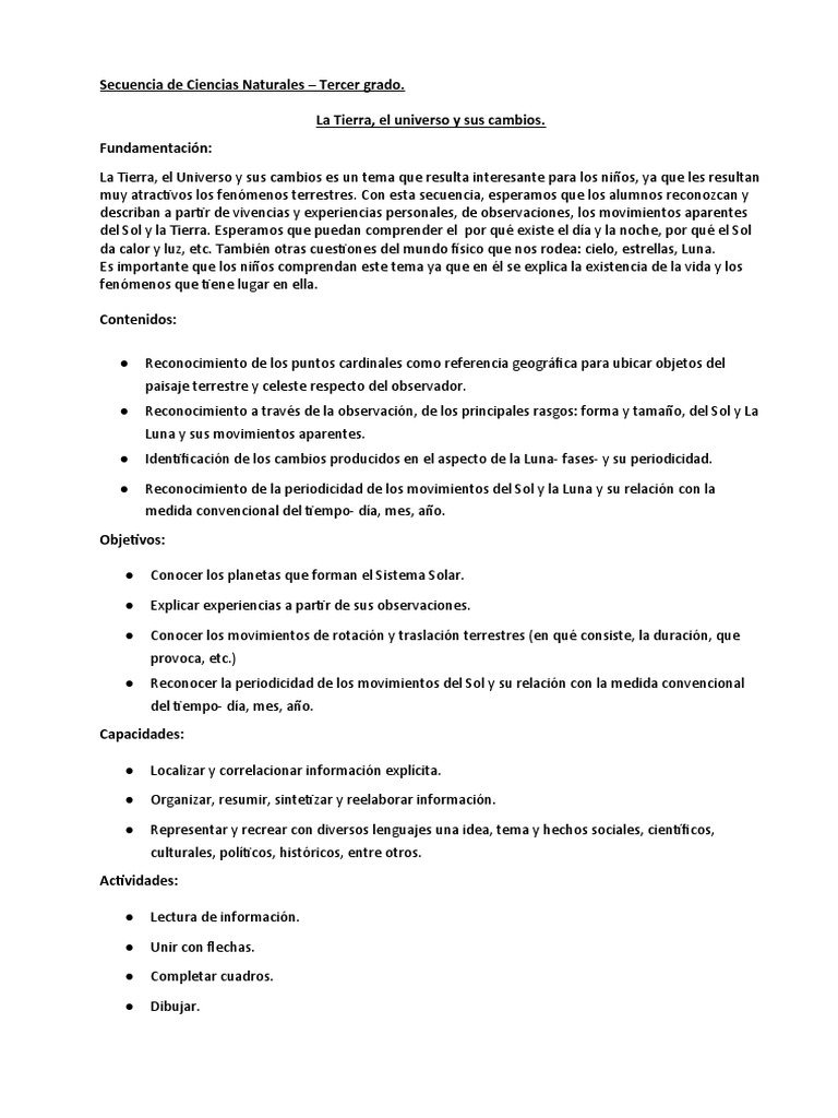 La Tierra, El Universo y Sus Cambios | PDF | Luna | Tierra