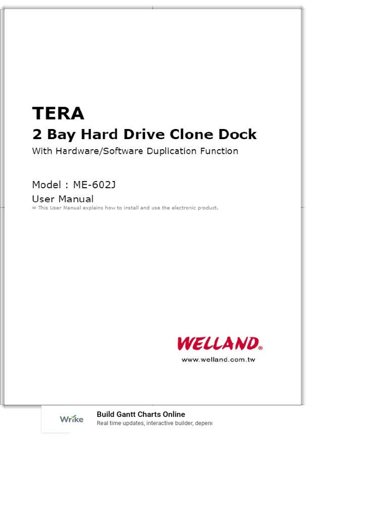 TERA. 2 Bay Hard Drive Clone Dock. Model - ME-602J User Manual PDF | PDF