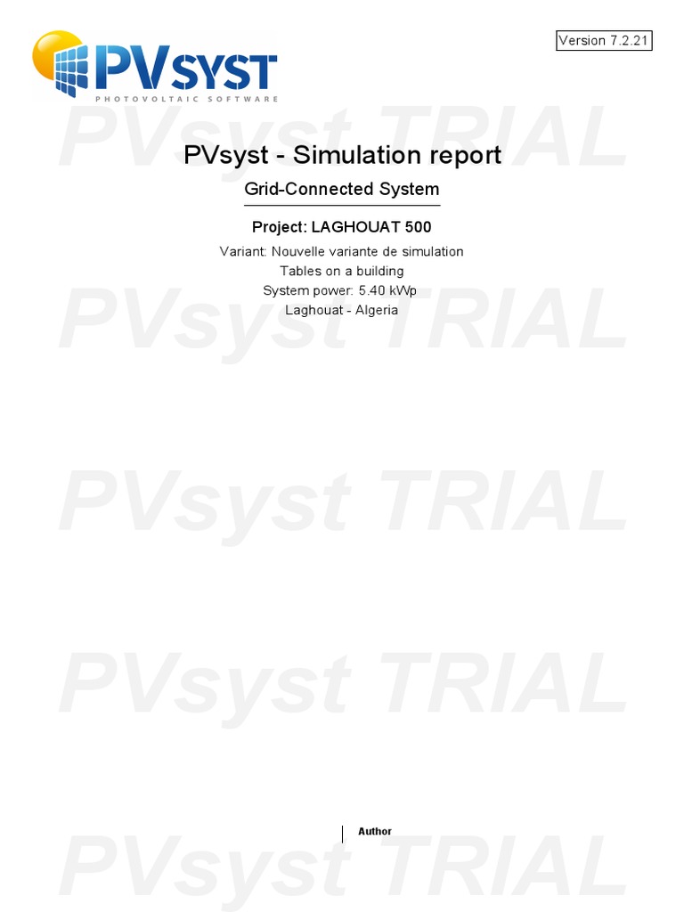LAGHOUAT 500 - Project - VC0-Report | PDF | Photovoltaics | Energy ...