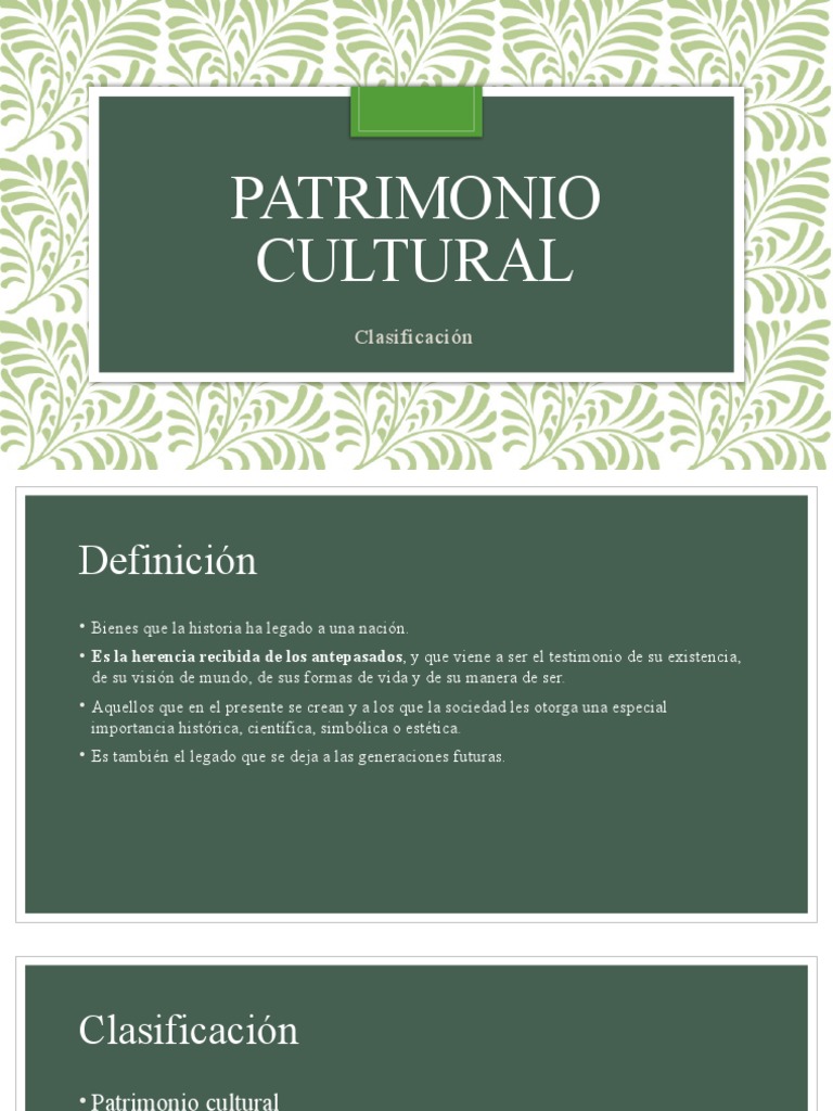 Patrimonio Cultural | PDF | Patrimonio cultural | Bienes (Ley)