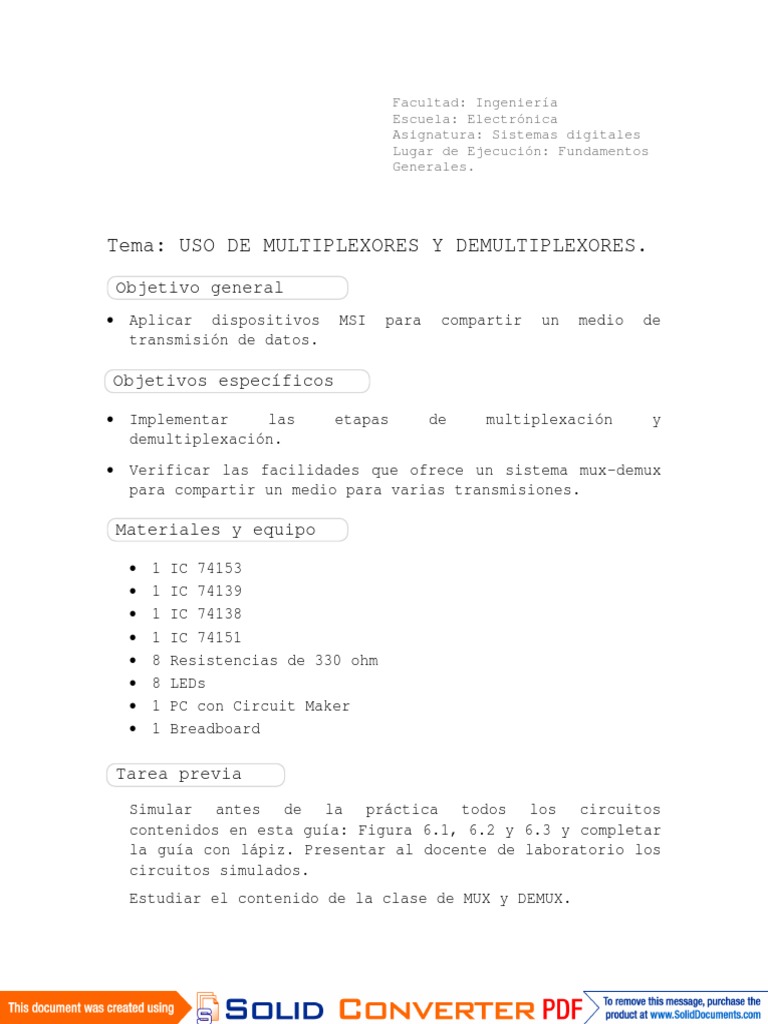 guia-7 uso del mux y demux | PDF | Circuitos electricos | Multiplexación