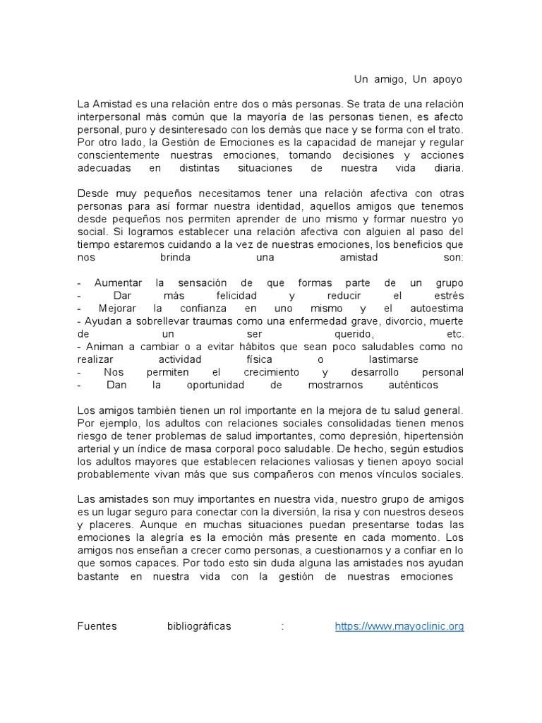 Un Amigo, Un Apoyo | PDF | Adultos | Las emociones