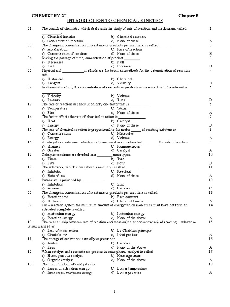 CH-08 - Introduction To Chemical Kinetics | PDF | Reaction Rate ...