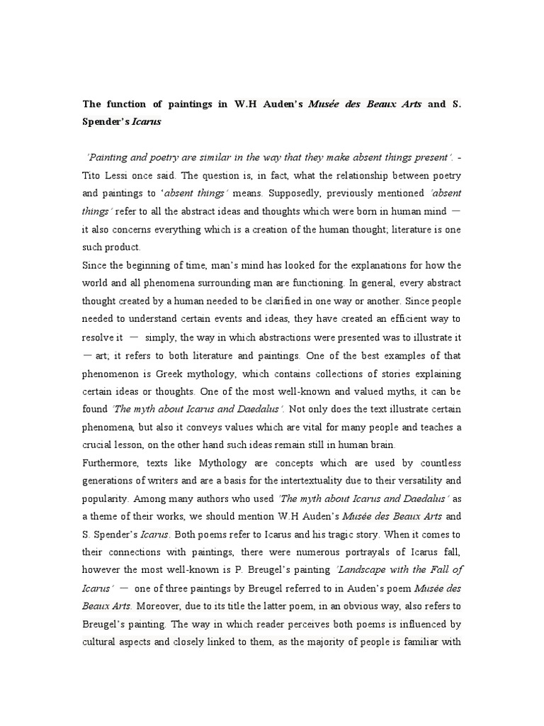 Esej W.H Auden | PDF | Idea | Thought