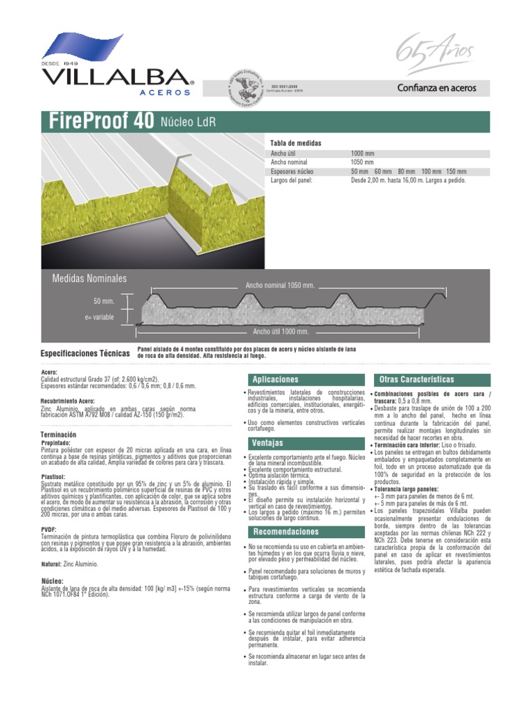 Fireproof 40 Núcleo LDR | PDF | Aislamiento térmico | Aluminio