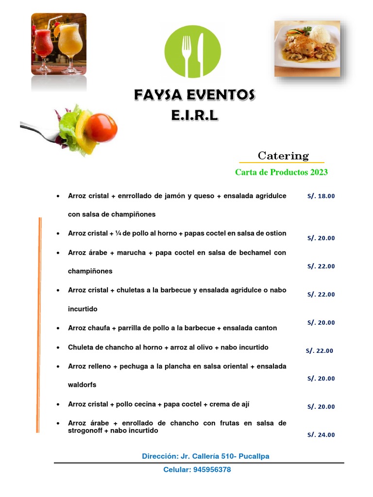 Carta de Catering 2023 | PDF