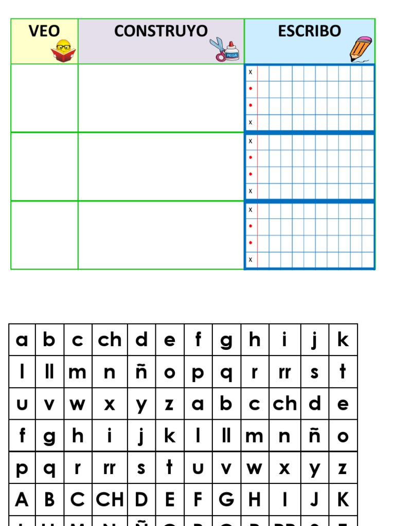 Tablero Educativo: Veo, Construyo, Escribo | PDF | Estudios de idiomas ...