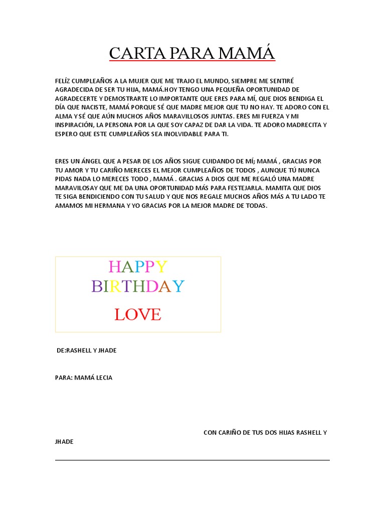 Carta para Mamá | PDF