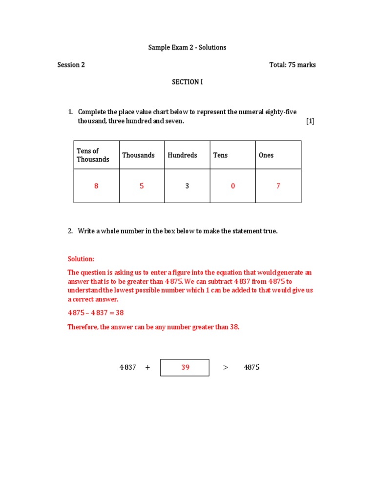 SEA Maths - Sample Exam 2 - Solutions | PDF | Triangle | Shape