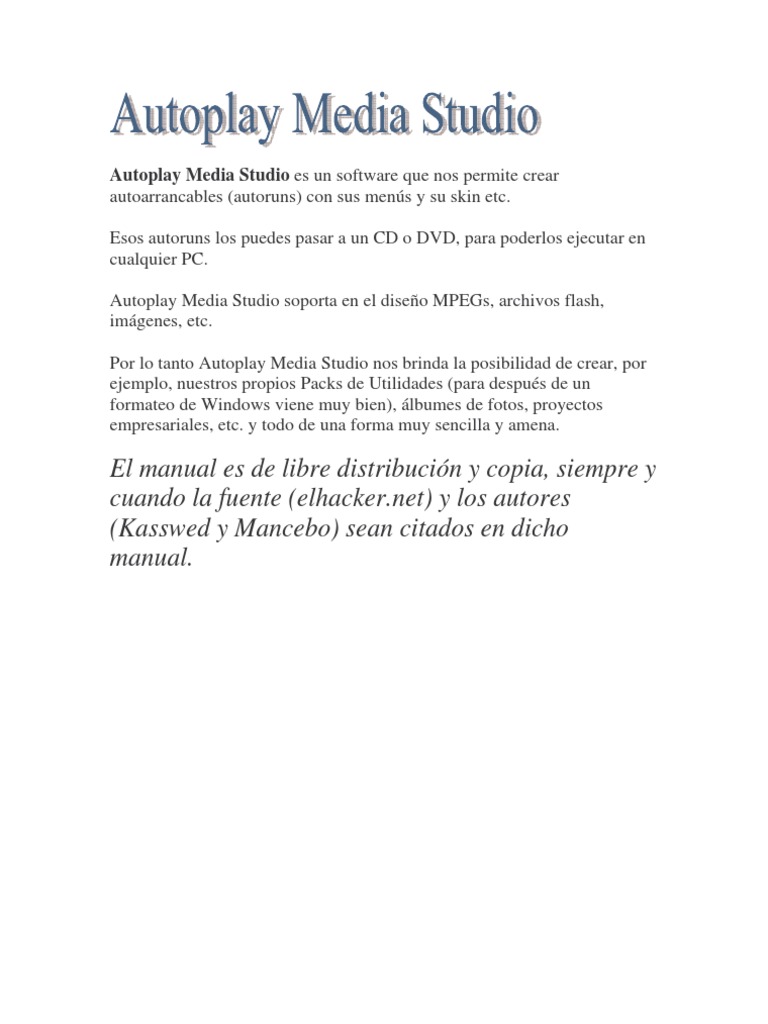 Manual - Autoplay Media Studio 6.0 | PDF | Correo electrónico | Disco compacto