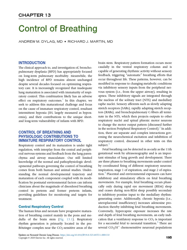 Control of Breathing | PDF | Hypoxia (Medical) | Preterm Birth