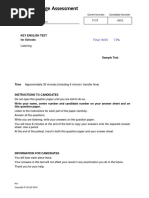 Answer Sheet - Key English Test | PDF