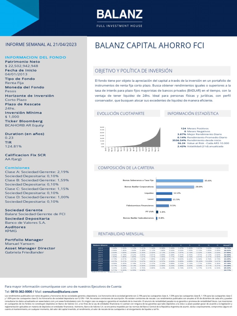Fondo Renta Fija Balanz: Ahorro Seguro | PDF | Bancos | Economias