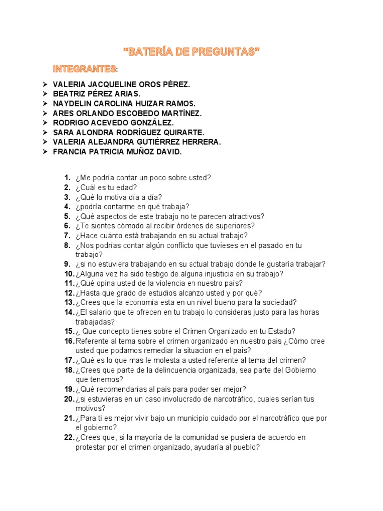 Batería de Preguntas Equipo | PDF