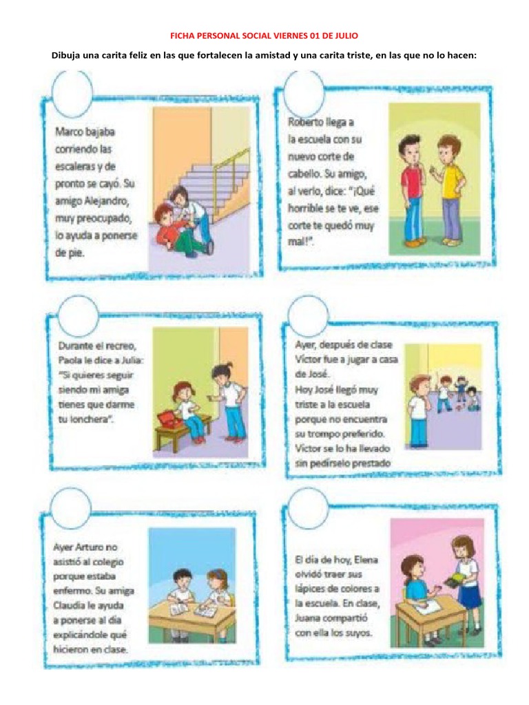 Ficha Personal Social: Amistad y Emociones | PDF