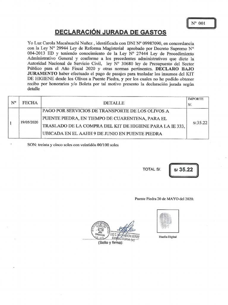 Declaracion Jurada 2 | PDF